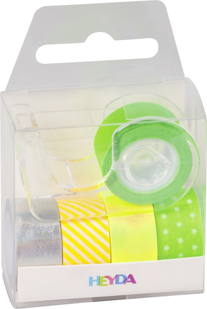 Tasiemki z dyspenserem Heyda Neon 5szt, Zielone - Przystanek Papierniczy